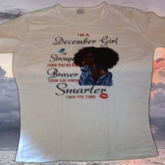 Tops | White Tshirt Size Xl December Girl Design For Womenteens | Poshmark